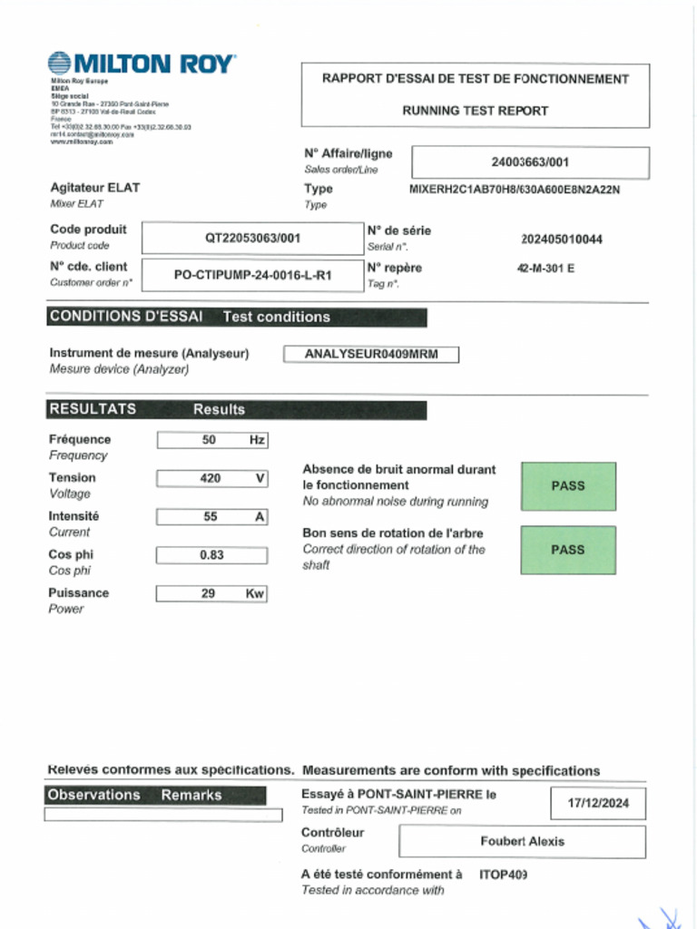 Signed Inspection Documents | PDF