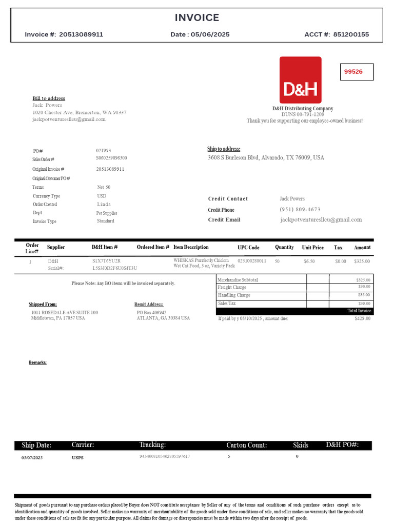 Invoice for Pet Supplies Order 20513089911 | PDF | Invoice | Receipt