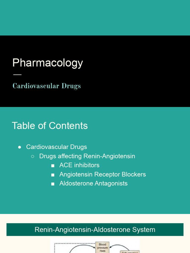 Pharmacology Cardiovascular Drugs | PDF | Angiotensin | Endocrine System