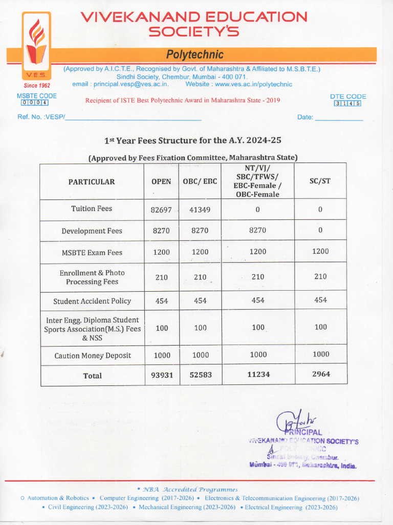 Fees Structure 2024-25-1 | PDF