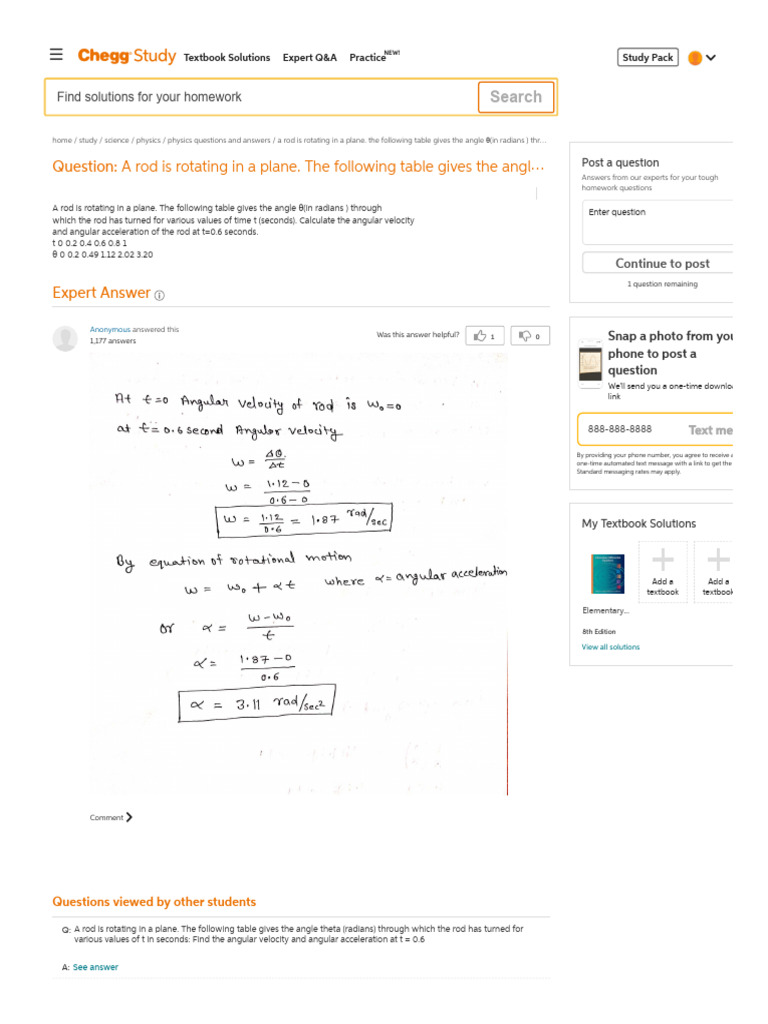 Angular Velocity and Acceleration Calculation | PDF | Angle | Motion ...