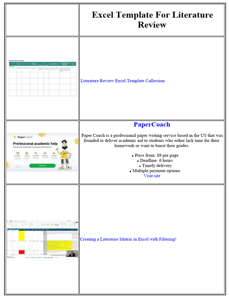 Excel Template For Literature Review | PDF | Essays | Methodology