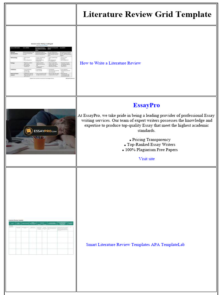 Literature Review Grid Template | PDF | Essays | Microsoft Excel