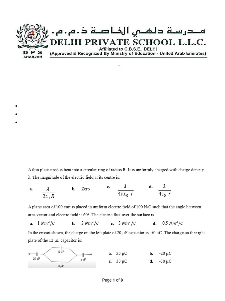 Physics Sample Paper for Grade XII | PDF | Magnetic Field ...