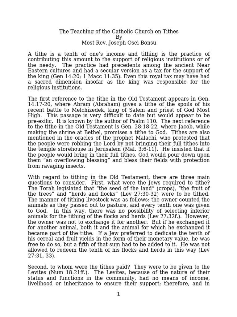 Tithes and the Catholic Church 2024 | PDF | Tithe | Church Fathers