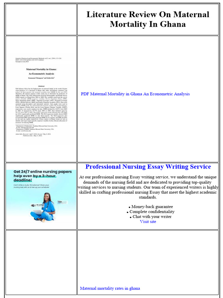Literature Review On Maternal Mortality in Ghana | PDF | Maternal Death ...