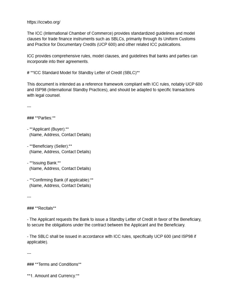 Iccwbo | PDF | Letter Of Credit | Business