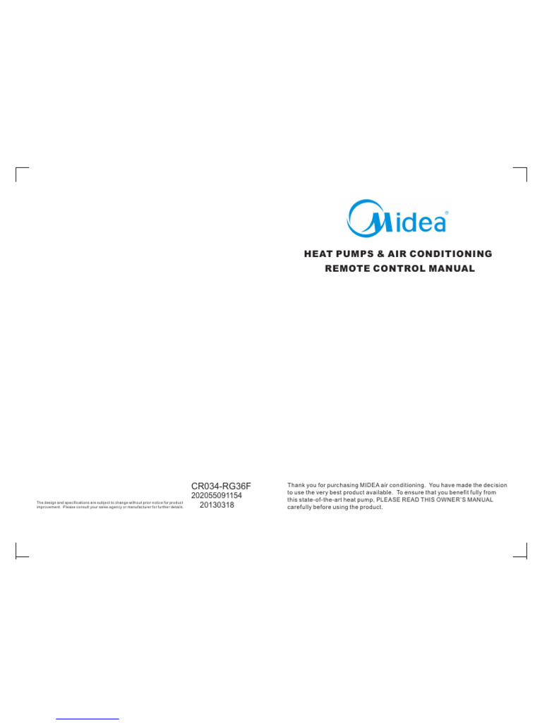 Midea Heat Pump Remote Manual | PDF | Remote Control | Air Conditioning