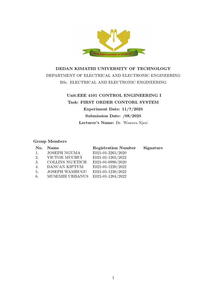 first.order.system | PDF | Electromagnetism | Telecommunications ...