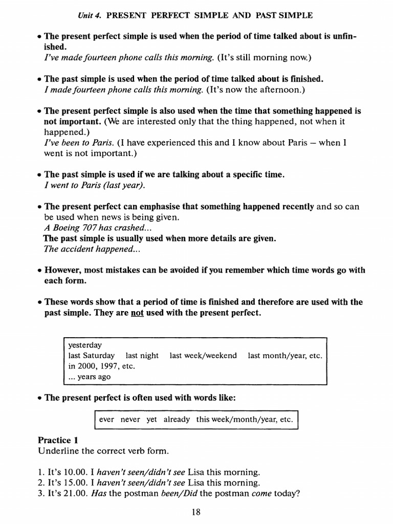 4 Essential English. Present Perfect Simple & Past Simple-12-13 | PDF