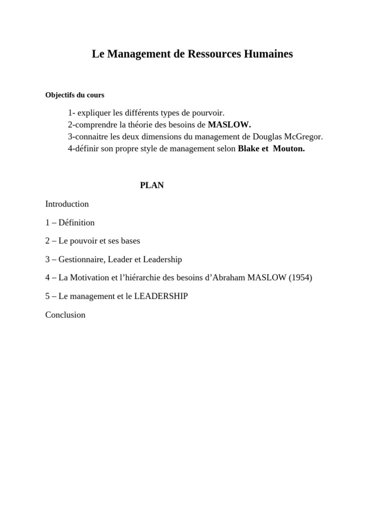 Management des Ressources Humaines | PDF | Direction | Motivation