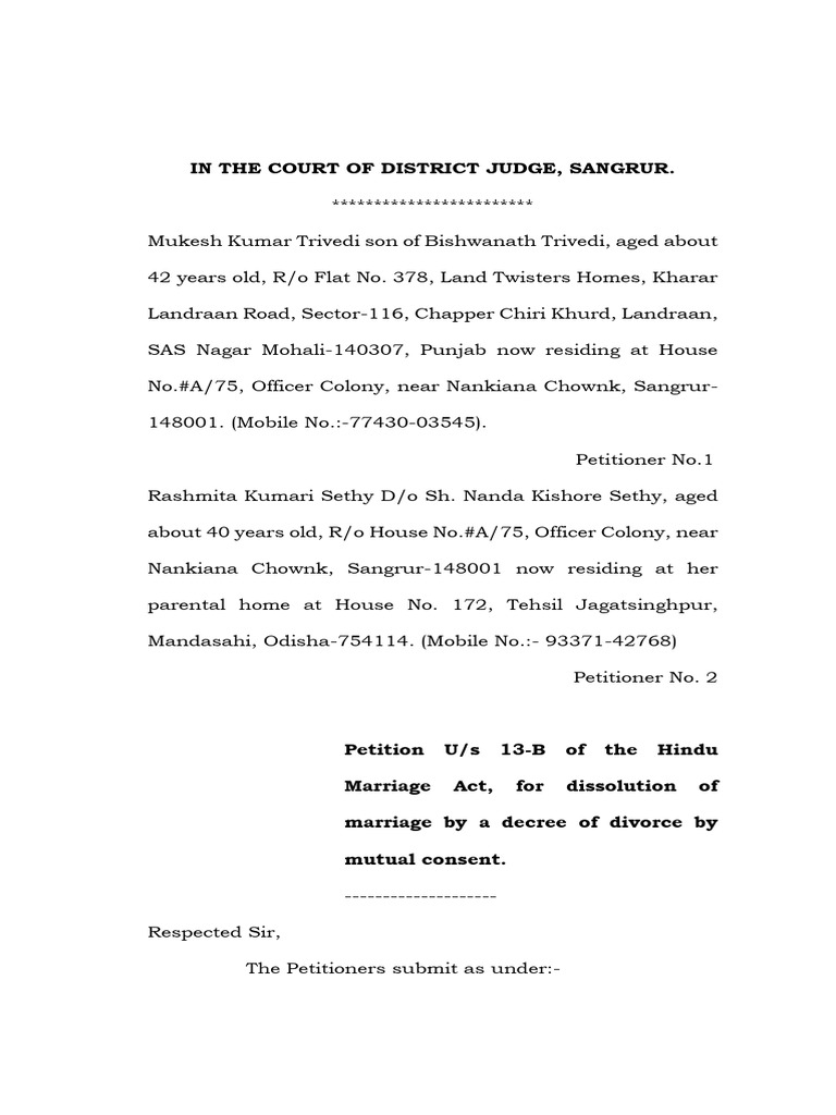 Mukesh Versus Rashmita Final | PDF | Divorce | Marriage