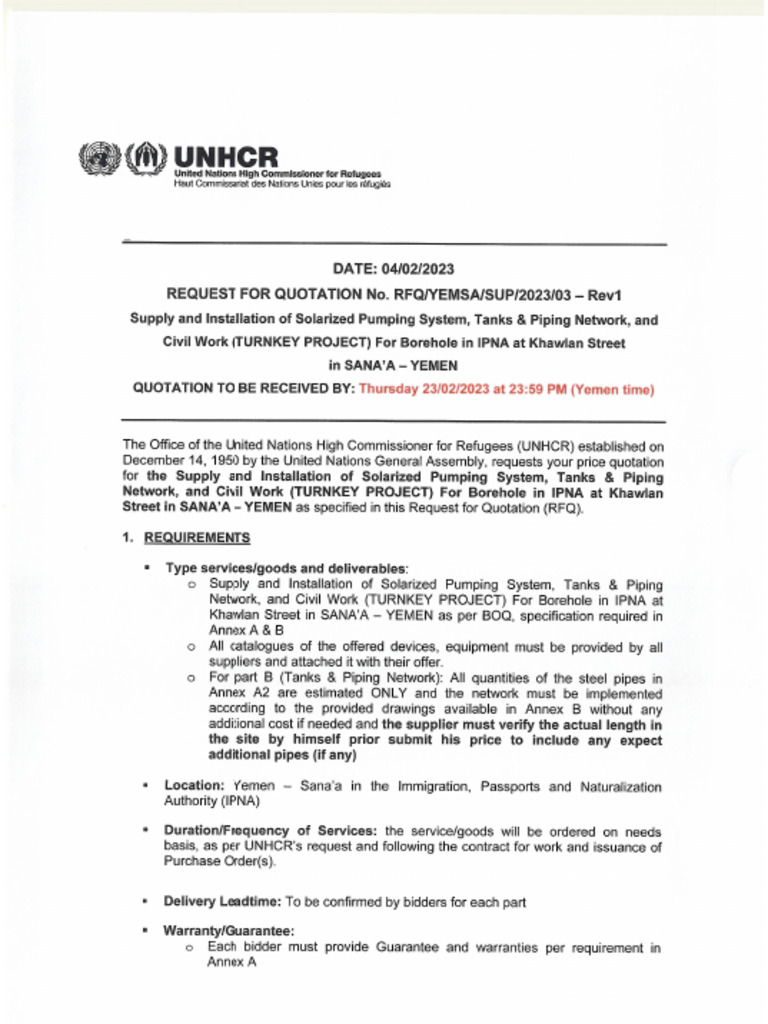 RFQ Document Rev1 | PDF