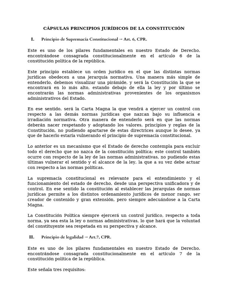 Cápsulas Principios Jurídicos de La Constitución | PDF | Constitución ...