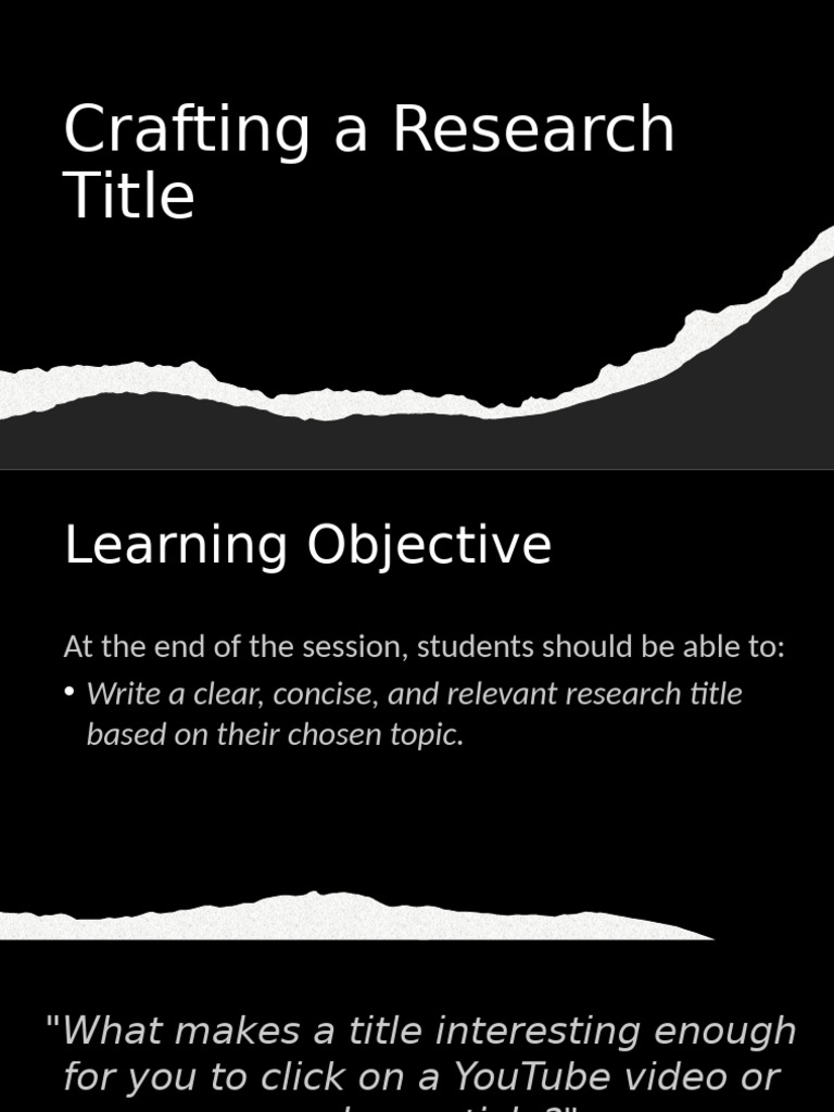 How to Craft a Research Title | PDF | Psychological Concepts ...