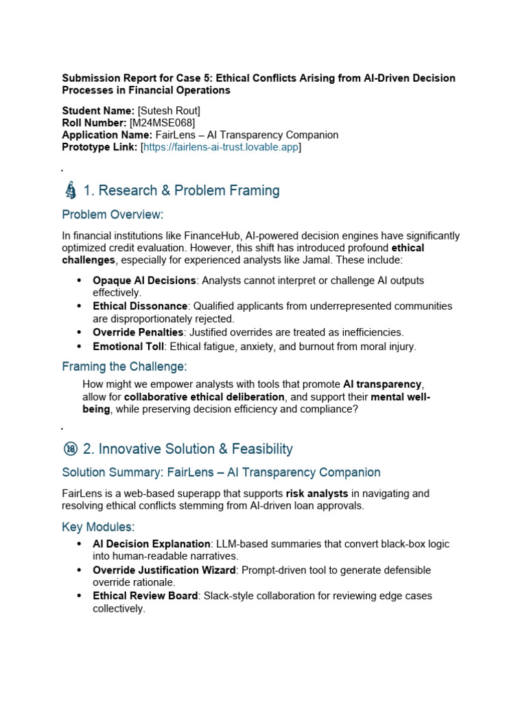 Fair Lens Report (1) (1) | PDF | Artificial Intelligence | Intelligence ...