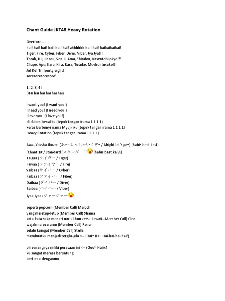 Chant Guide JKT48 Heavy Rotation | PDF