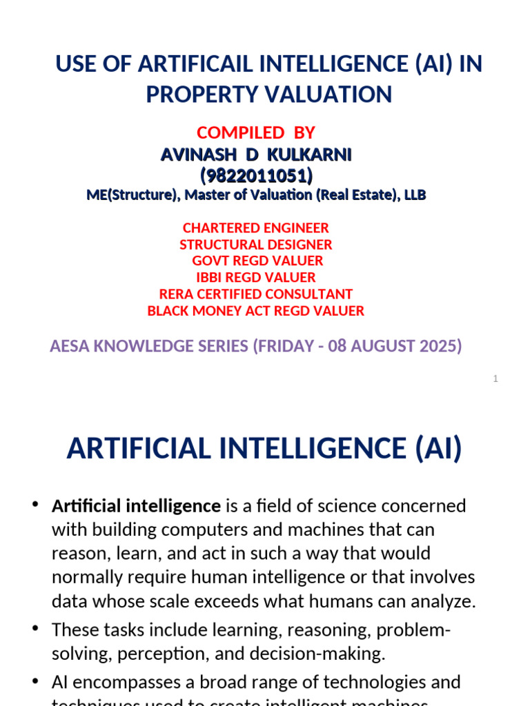 PPT - Use of AI in Property Valuation August 2025 | PDF | Artificial ...