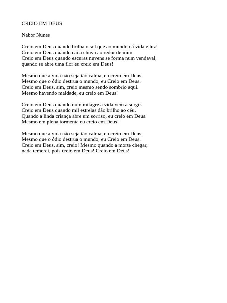 Creio em Deus | PDF