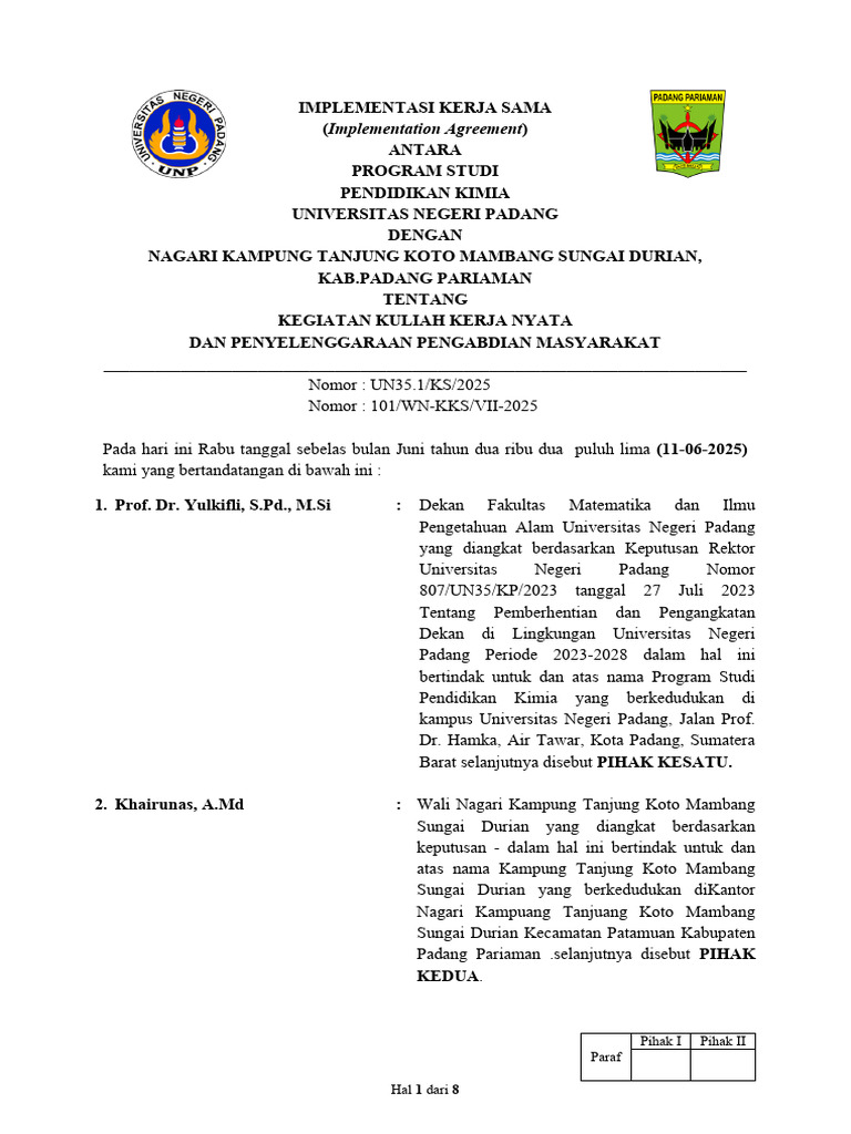 Kerja Sama KKN Pendidikan Kimia UNP | PDF