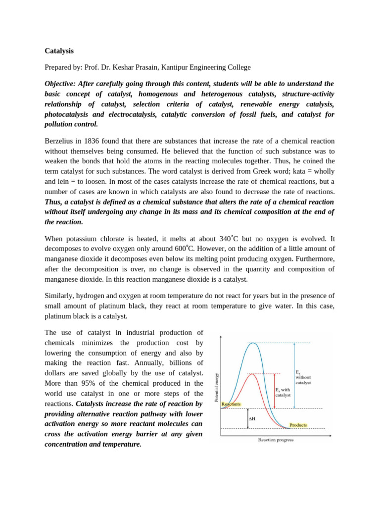 Catalysis@ | PDF | Catalysis | Chemical Reactions
