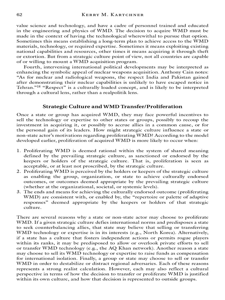 Strategic Culture and WMD Dynamics | PDF | Weapons Of Mass Destruction ...