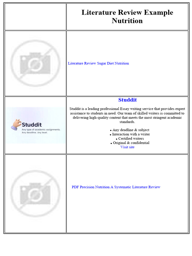 Literature Review Example Nutrition | PDF | Teachers | Essays