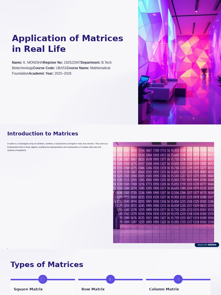 Real-Life Applications of Matrices | PDF | Matrix (Mathematics ...