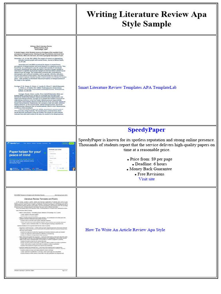 Writing Literature Review Apa Style Sample | PDF | Essays | Thesis