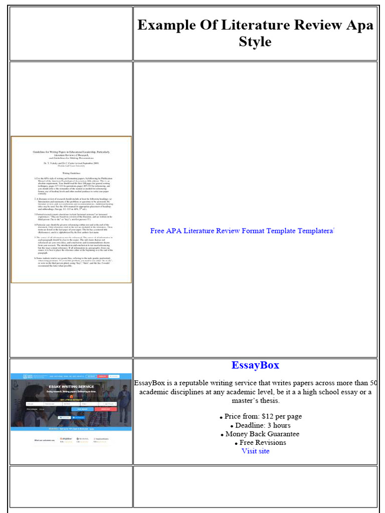 Example of Literature Review Apa Style | PDF | Apa Style | Thesis