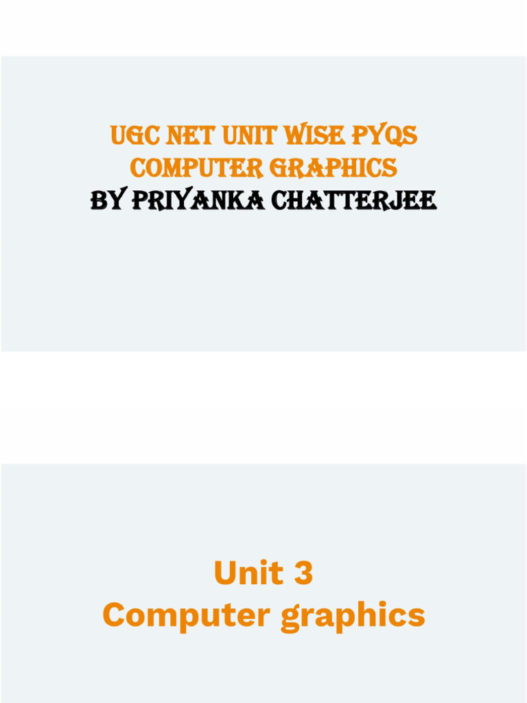 Computer Graphics UGC NET 2018-2023 | PDF