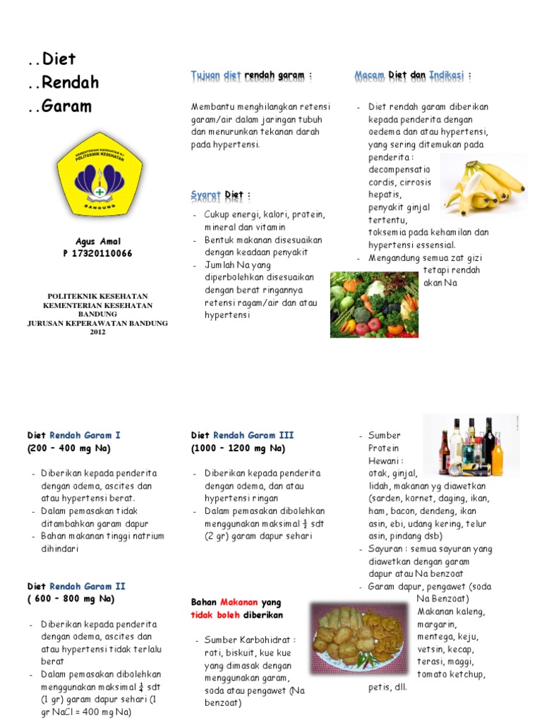Leaflet Rendah Garam | PDF | Memasak, Makanan, & Anggur | Kesehatan ...