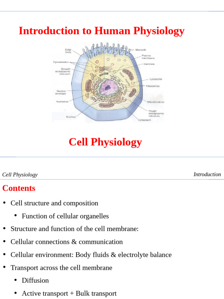 Physiology Introduction-Cell | PDF | Cell Signaling | Cell Membrane