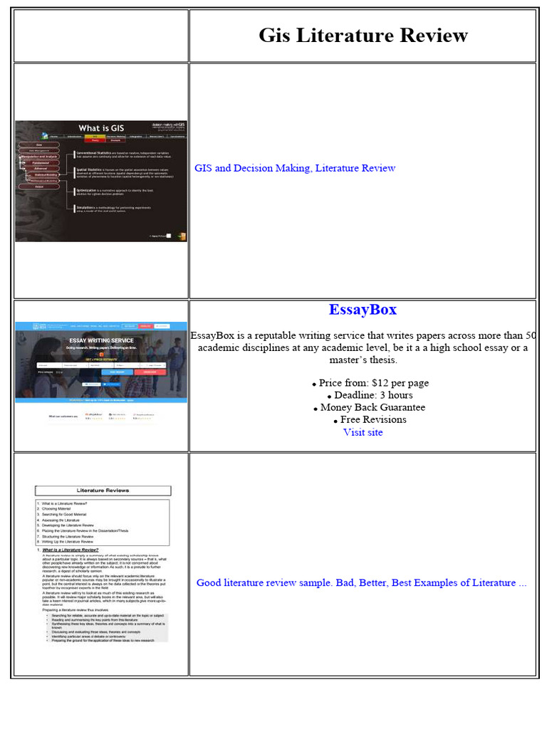 Gis Literature Review | PDF | Geographic Information System | Spatial Analysis