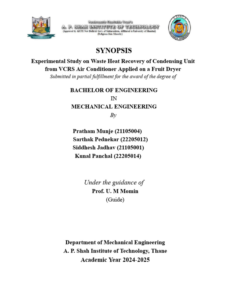 Major Project Synopsis G4 (4) | PDF | Air Conditioning | Humidity