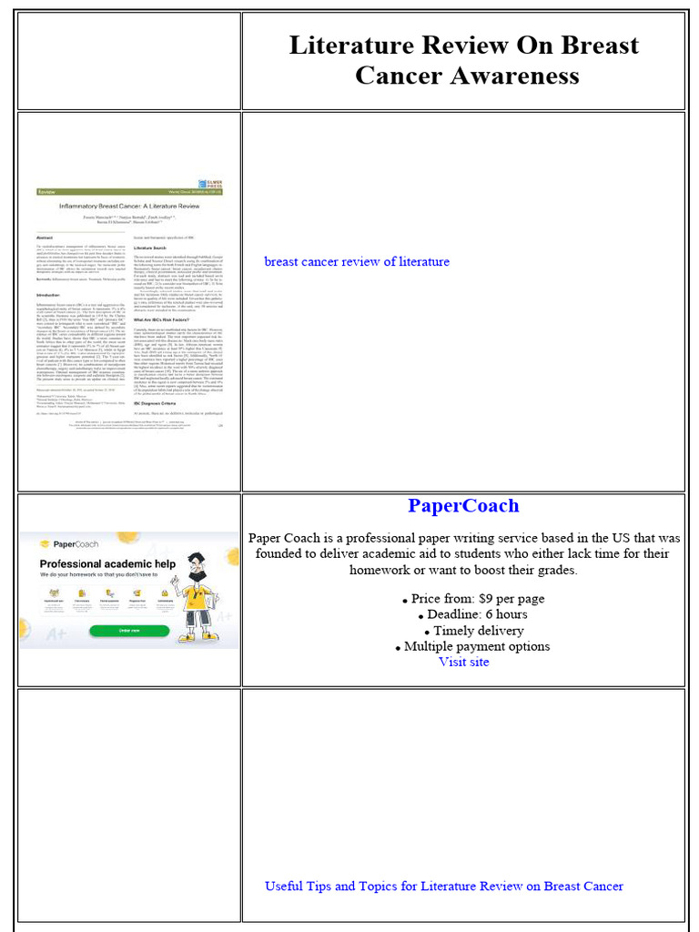 Literature Review On Breast Cancer Awareness | PDF | Breast Cancer | Cancer