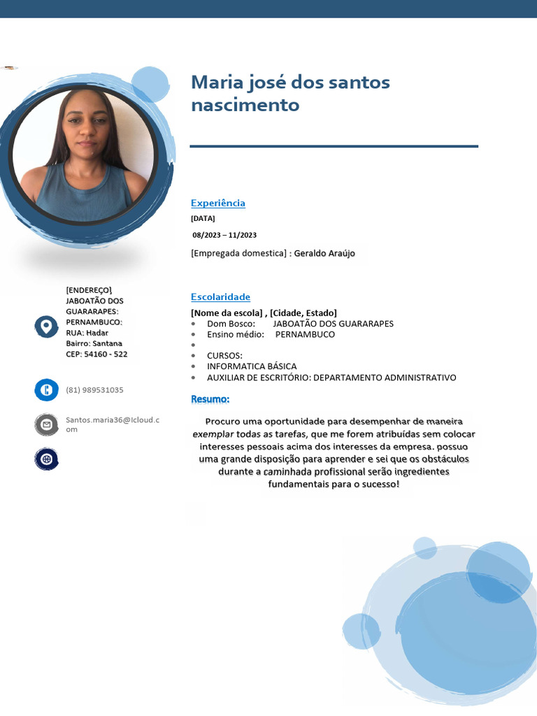 Maria Santos) Curriculo) | PDF