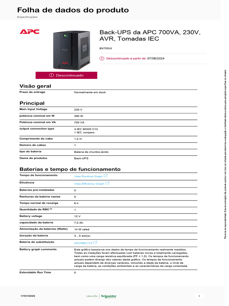 Manual do Back-UPS APC BX700UI | PDF | Uso eficiente de energia ...