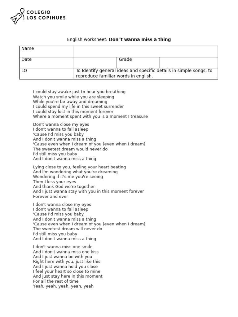 English Worksheet: Song Analysis Activity | PDF