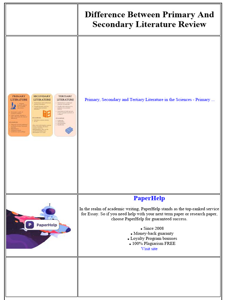 Difference Between Primary and Secondary Literature Review | PDF ...