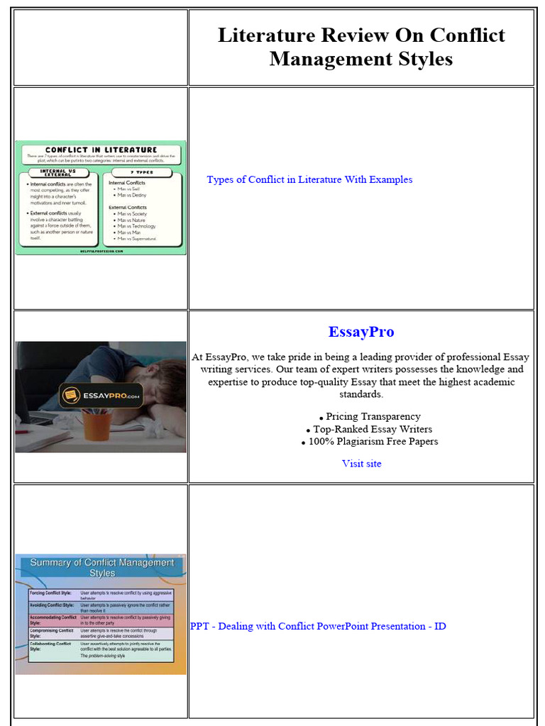 Literature Review On Conflict Management Styles | PDF | Communication ...