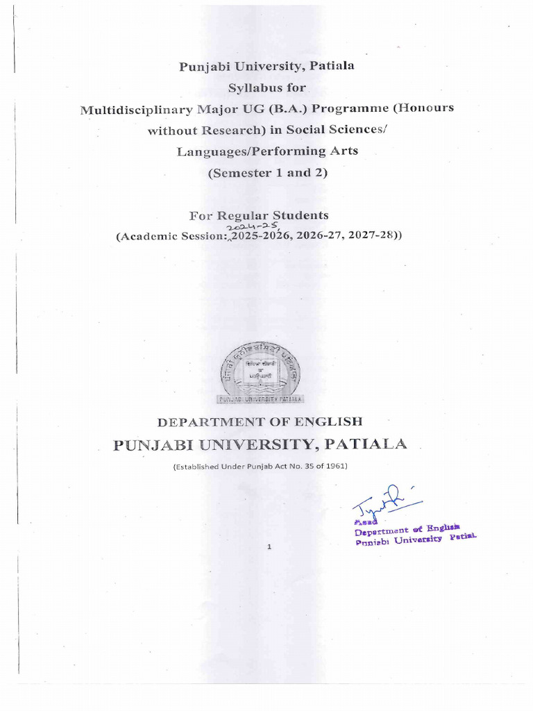B.A. (English-Major) Part I (Sem I & II) Nep-Mdc | PDF