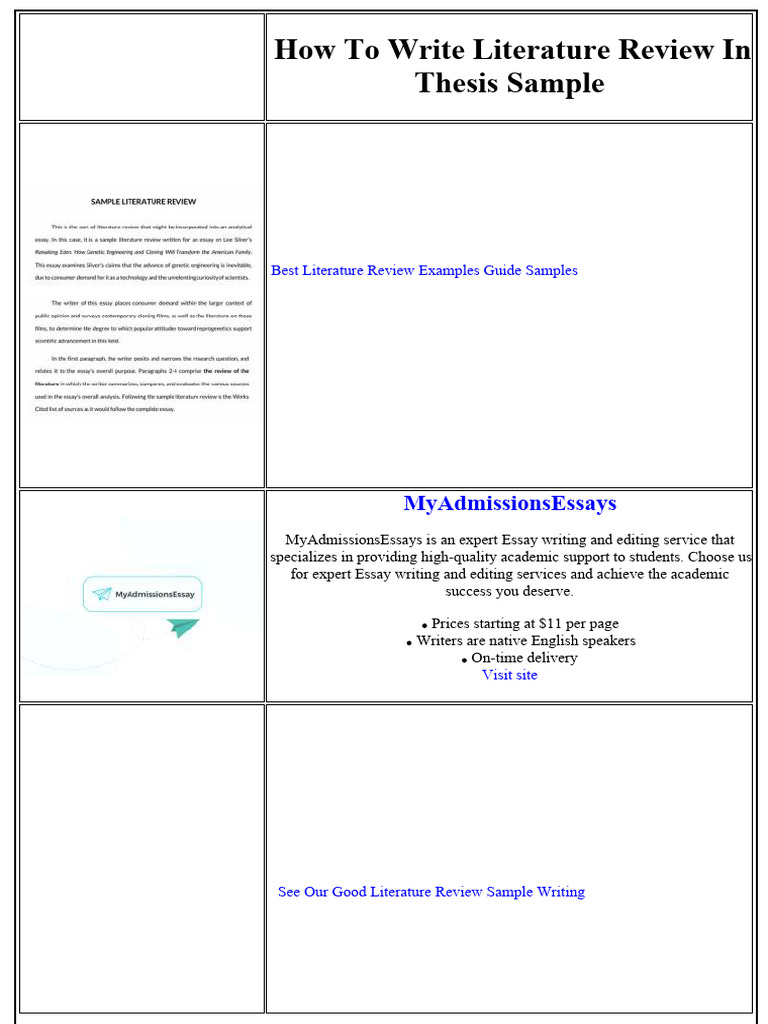 How To Write Literature Review in Thesis Sample | PDF | Thesis | Essays
