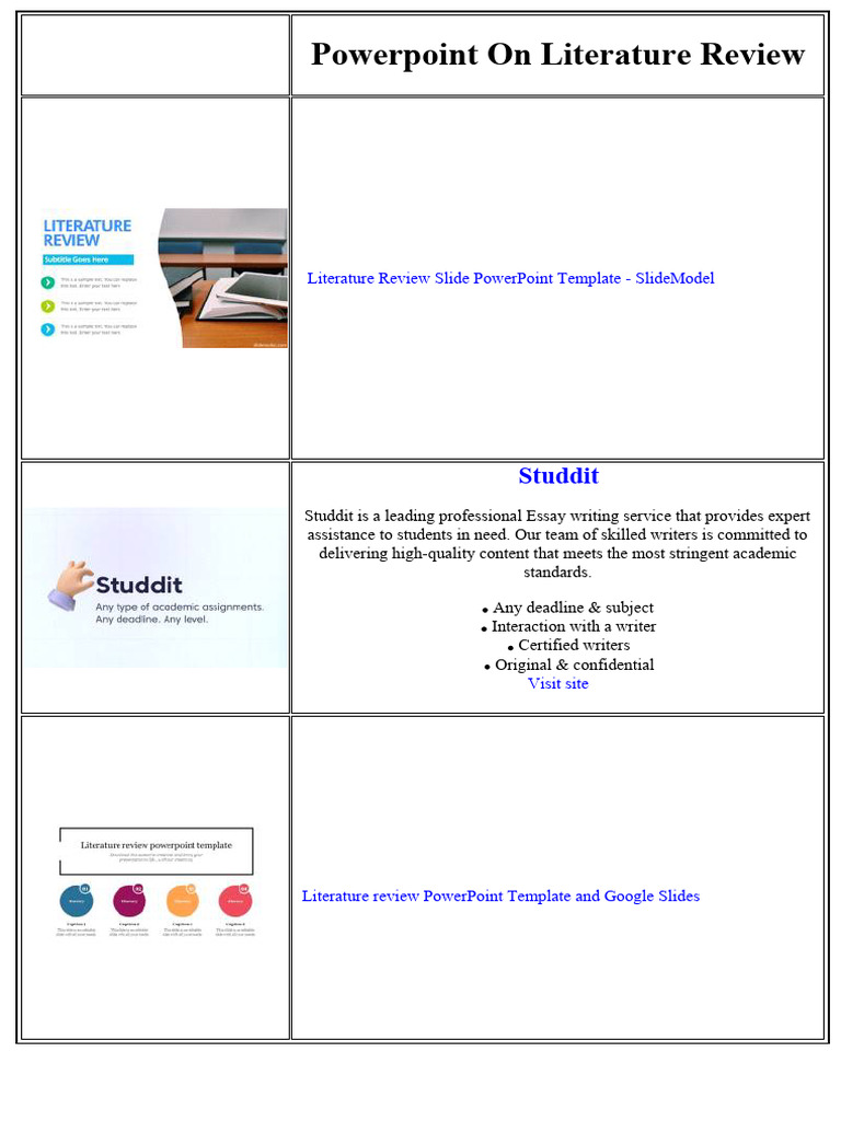 Powerpoint On Literature Review | PDF | Microsoft Power Point | Essays