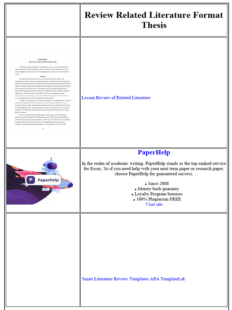 Review Related Literature Format Thesis | PDF | Thesis | Essays