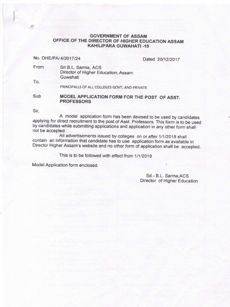 Application Form Assistant Professor | PDF