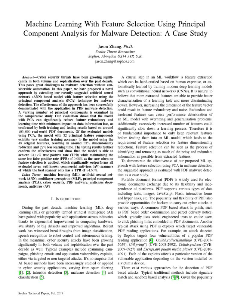 Machine Learning With Feature Selection Using Principal Component Analysis For Malware Detection ...