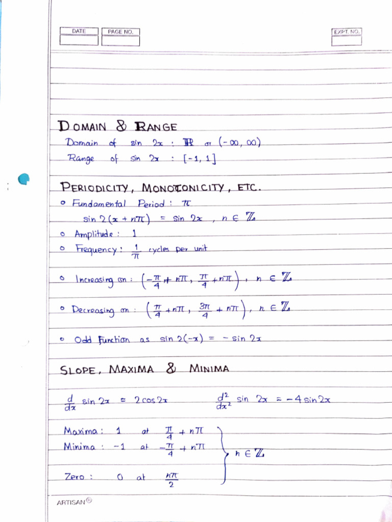 Analysis of sin2x Properties and Graphs | PDF