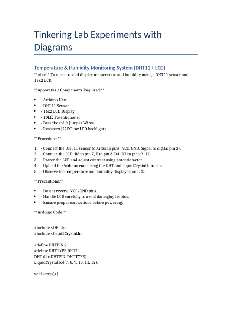 Tinkering Lab Experiments With Diagrams 1 To 3 | PDF