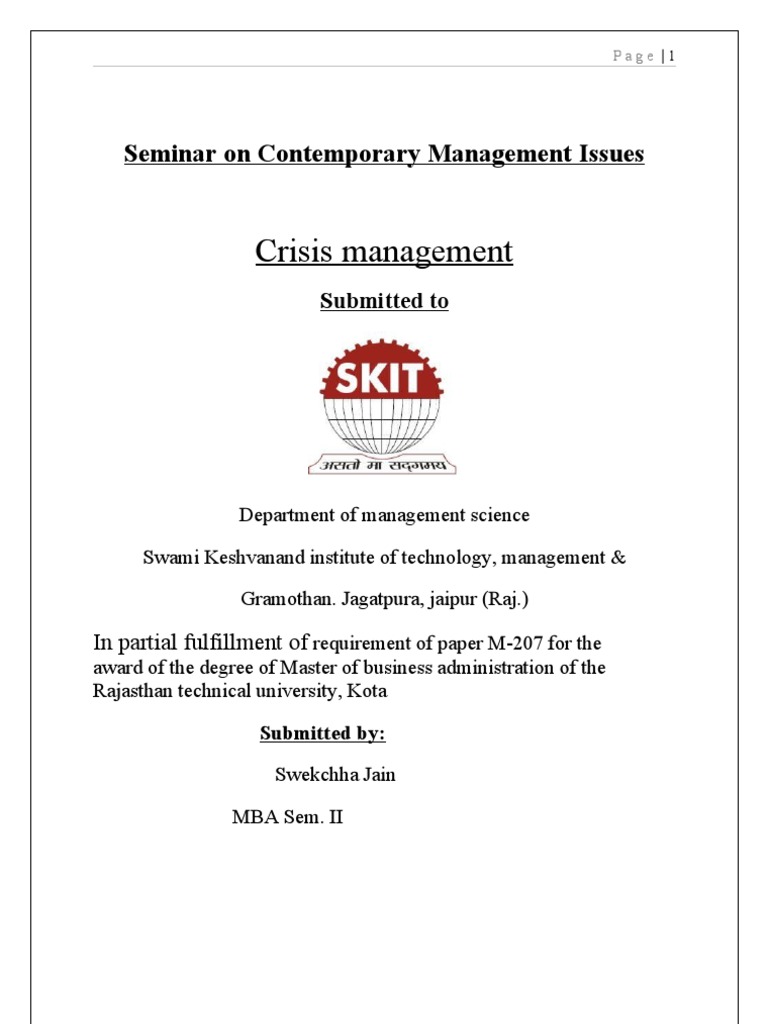 Crisis Management Report | PDF | Crisis Management | Threat (Computer)
